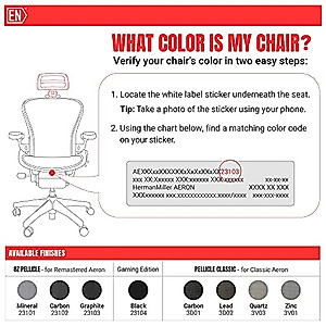 The Original H3 Zinc Headrest for Herman Miller Aeron Chair Plus Casters | Colors and Mesh Match Classic Aeron Chair 2016 and Earlier Models | Aeron Chair Not Included