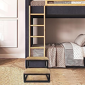 TSTWETO Step Stools for Adults, 2 Step Stool for Kids, Wooden Bed Steps for High Beds, Heavy Duty Wood Bedside Stepping Stool for Kitchen Bathroom, Hold Up to 550 Lbs Capacity-Brown