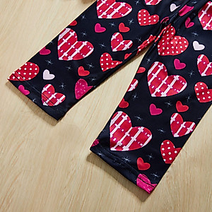 Sinhoon Valentine's Day Outfits Baby Kids Girl Long Sleeve Dress Heart Print Pants with Headband 3Pcs Clothes (Red-B, 2-3T)