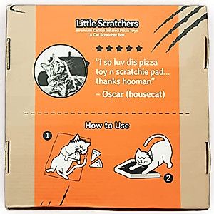 Little Scratchers Pizza Cat Toys (Large) - Includes 6 Pizza Catnip Toys & Thick Cardboard Cat Scratch Pad, Cat Gift Set, Funny Cat Gifts for Christmas, Cat Birthday Toys, Cute Cat Scratcher Toys