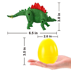 JOYIN 8 PCs Easter Prefilled Hatching Eggs Filled with Deformable Transforming Dinosaur with Movable Joints for Easter Basket Stuffers, Easter Theme Party Favors, Classroom Prize Supplies