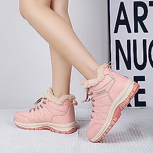 ZHNSHM Womens Winter Boots Casual Lightweight Waterproof Snow Boots Anti-Slip Fur Lined Trekking Backpacking Hiking Boots