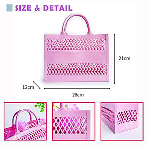 Beach Bag, Jelly Beach Bag Plastic Basket Purse, Flower Tote Bag Aesthetic, Gift Bag for Kids,Girls, Women Small