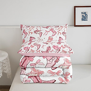 Manfei Cowgirl Comforter Set,Western Cowboy Boots Pink Bowknots Bedding Set for Kids Teens Bedroom,Dreamy Fairy Tale Princess Starry Quilt Set,Pink White Duvet Insert 2 Pcs with 1 Pillowcase,Twin