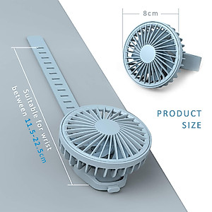 Aquatrend Personal Mini Wrist Fan,3 Speed Pocket Fan with Adjustable Wristband,Protable USB Rechargeable Watch Fan for Indoor And Outdoor (Blue)