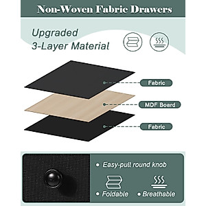 MOOACE Narrow Dresser for Bathroom, Slim Dresser Storage Cabinet, Chest of 3 Fabric Drawers with Wood Shelf, Bedroom Organizer Tower for Small Space, Closet, Laundry, Black