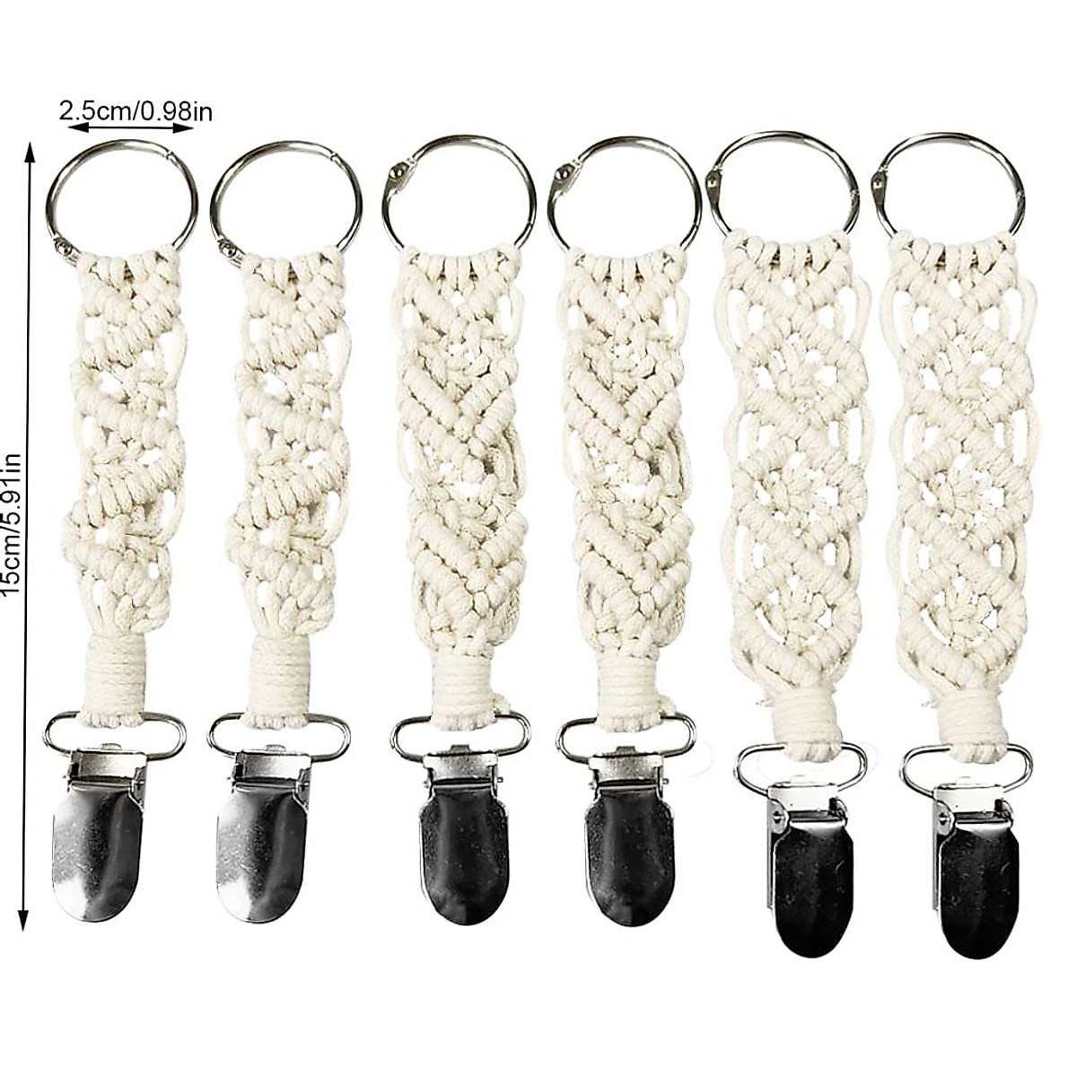 6 Pcs Hat Strap Clips for Travel, Hat Clip for Travel Handbag Backpack Luggage, Woven Fabric Hat Clips for Women, Kids, Adults, Outdoor Travel Accessory Chains