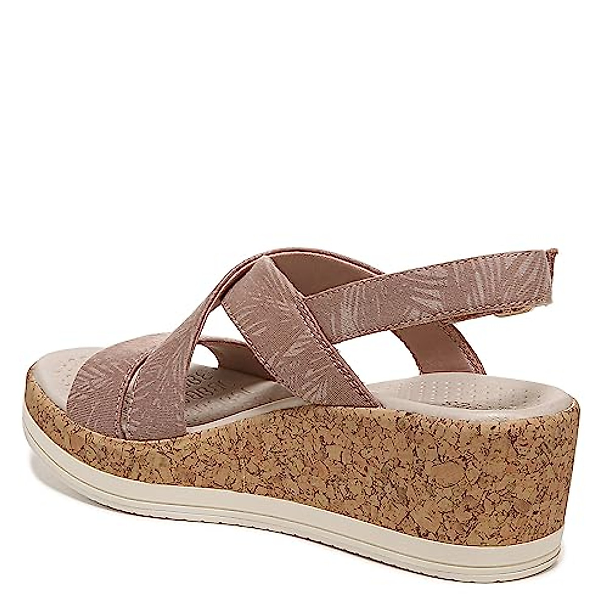 BZees Womens Radiant Cork Wedge Strappy Sandal Biscotti Brown Palm Leaf 6 M