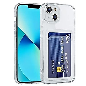 tharlet Compatible with iPhone 13 Wallet Clear Case with Card Holder, Non-Yellowing Phone Case, Precision Cut-Outs and TPU Bumper for Shock Absorption, Anti-Scratch Smudge-Proof (Matte Clear)