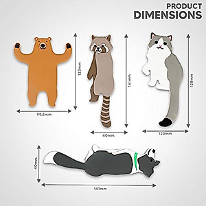 Animal Decorative Cute Wall Hooks – Pack of 4 Adhesive Hangers – Extremely Durable & Functional – Self-Adhesive Hooks – Waterproof and Reusable – No Drilling Nailless – Hooks for Hanging