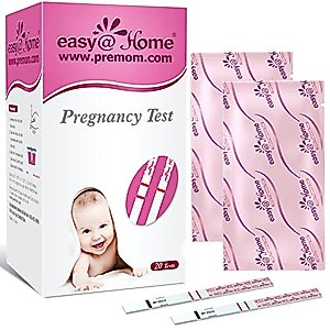 Easy@Home Pregnancy Test Strips Kit, Powered by Premom Ovulation Predictor iOS and Android APP, 20 HCG Tests