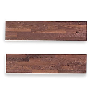 DAKODA LOVE Floating Shelves | Butcher Block | Solid Walnut | Premium Craftsman Quality | Easy Hidden Bracket Wall Mount | Set of 2 (24" L x 8" D)