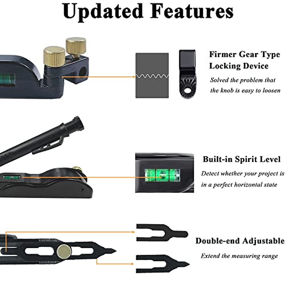 Scribing Tool, Multi-function Scriber tool, Aluminum Alloy Scriber Marking Tool with Deep Hole Construction Carpenter Pencil, DIY Woodworking Scriber Line Maker Measuring Tool