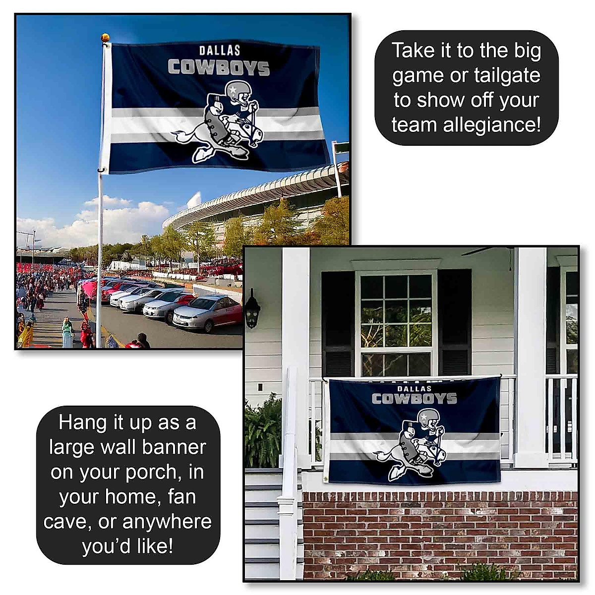 WinCraft Cowboys Throwback Vintage Retro 3x5 Banner Flag
