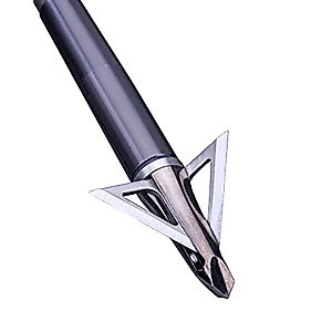 DEEPOWER Broadheads 100 Grain Fixed Blade 4-Pack Archery Crossbow Broadheads 1+1/4 Inch Cut Diameter Carbon Steel Ferrule