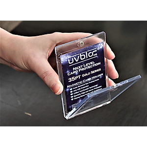 UVBLOC One Touch Card Holder (5 Pack) 35pt Magnetic Baseball Card Sleeves Pro Hard Case Protectors for Trading Football Basketball Sports Pokemon Cards