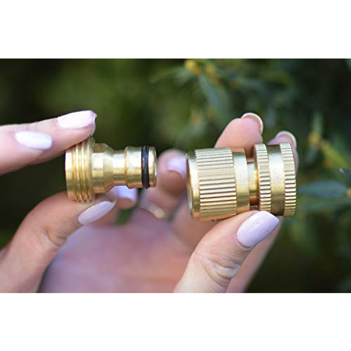 Riemex Garden Hose Quick Connector Set Solid Brass 3/4 inch GHT Water Fitings Thread Easy Connect No-Leak Male Female Value (2, Internal Thread Quick Connector) IQC-2