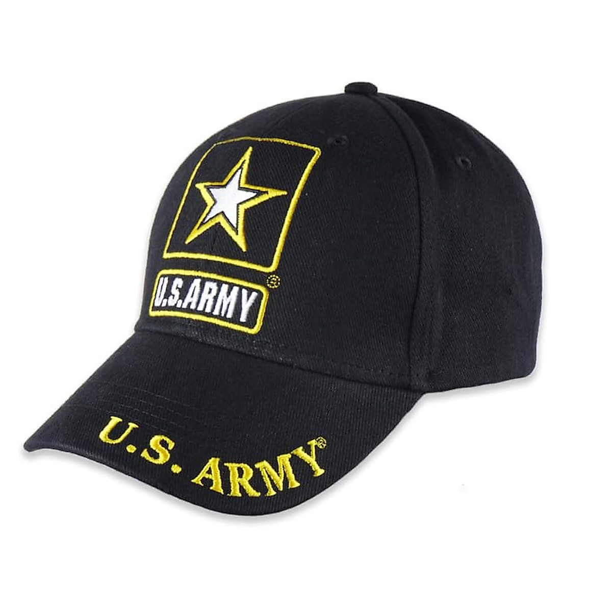 US Army Hat for Men and Women, Officially Licensed Product, Adjustable Strap Baseball Cap - US Army Embroidered Baseball Cap Beautifully Stitched Lettering on The Front and Back (Black)