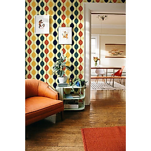 JiffDiff Wallpaper Geometric Wallpaper Abstract Wallpaper Modern Wallpaper Wall Decor 1970s Retro Removable Peel and Stick Wallpaper,15.7"x 118.1"