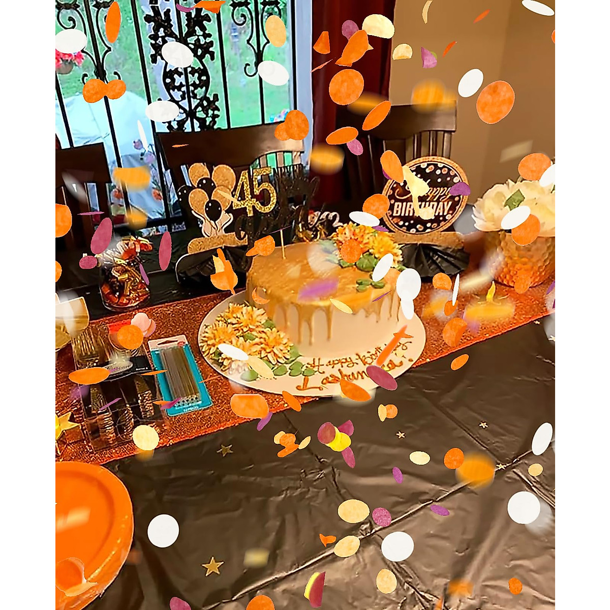 Fall Birthday Party Decorations/Fall Confetti Thanksgiving Decorations/Maroon Orange Confetti/Graduation Burgundy Orange Pumpkin Table Decorations/Burgundy Orange Weddings