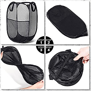4 Pack Pop Up Laundry Hamper Mesh Clothes Baskets Collapsible Laundry Baskets with Side Pocket Folding Laundry Hamper Foldable Laundry Bag with Handles for Travel Kids Room College Dorm Storage