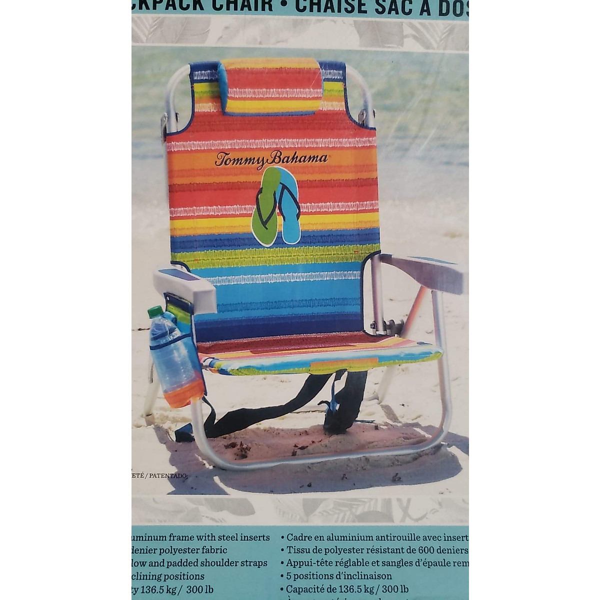 Tommy Bahama 2015 Backpack Cooler Chair with Storage Pouch and Towel Bar- red/Blue