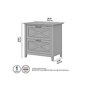 Bush Key West 2 Drawer Lateral File Cabinet, Cape Cod Gray