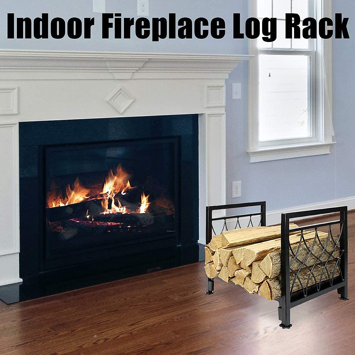 Firewood Rack Indoor Fireplace Log Holder Outdoor Wood Storage Log Rack Decorative Heavy Duty Steel Firewood Carrier Stove Bracket Stacking Rack - Fireplace, Stove and Fire Pit (Line)