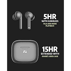 Wireless Earbuds, Active Noise Cancelling, 20 Hours Playtime, Workout Sweat Resistant, Touch Control (Gray)