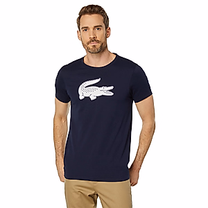 Lacoste Men's Sport Short Sleeve Ultra Dry Croc Graphic T-shirt, Marine/Blanc, Medium