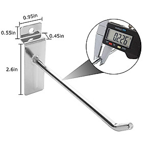 30Pack Slatwall Hooks, 4”& 6” Heavy Duty Panel Display Hooks, Commercial Grade Slat Board Hooks for Panel, 1/4” Thickness Metal Slatwall Deluxe Hooks for Garage Shop Retail Display, Silver