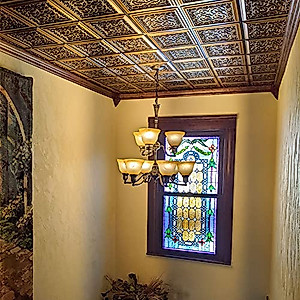 Lover's Knot-Faux Tin Ceiling Tile - Antique Gold 25-Pack