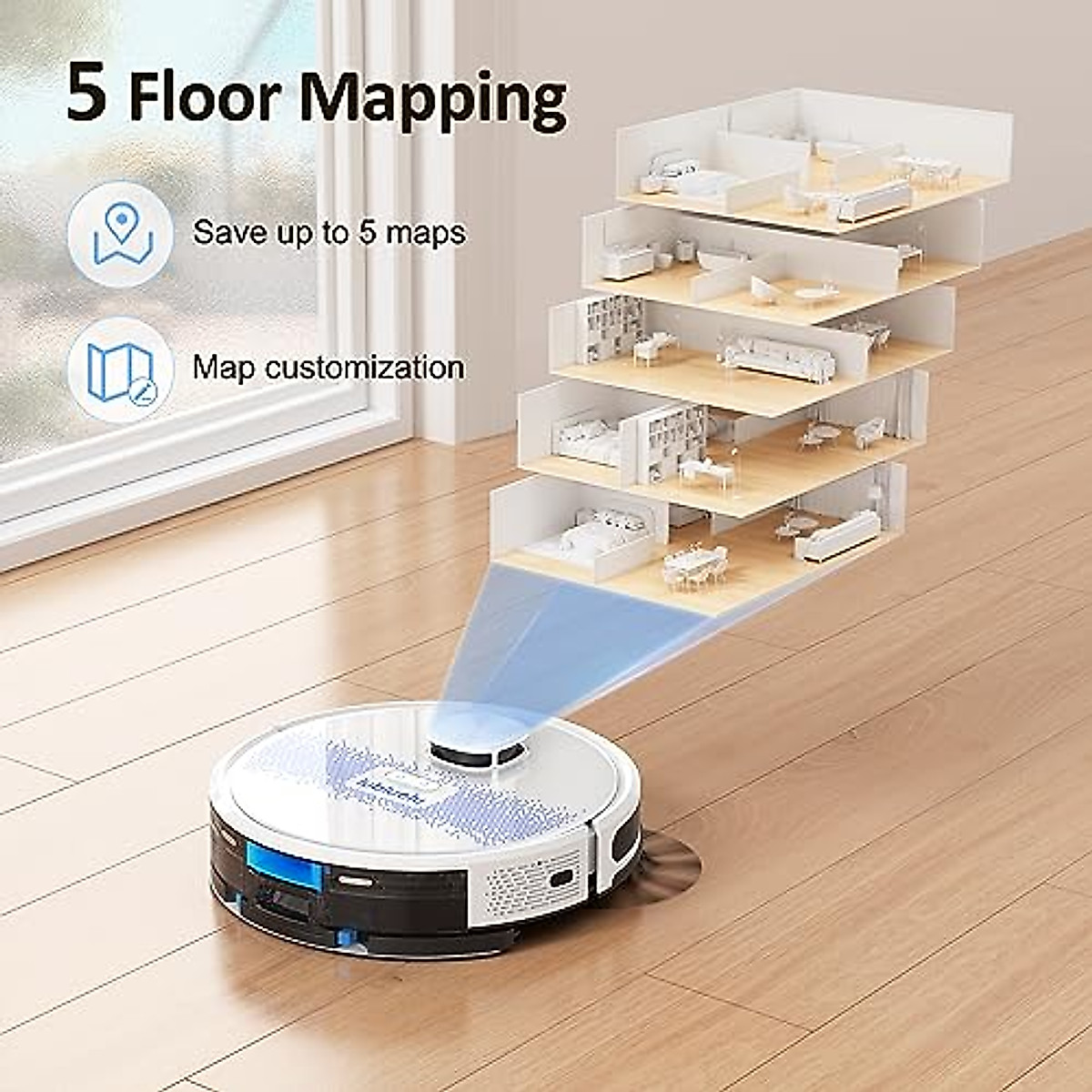 Lubluelu Robot Vacuum and Mop Combo 3000Pa, 2 in 1 Robotic Vacuum Cleaner, Lidar Navigation Laser, 5 Editable Map,10 No-go Zones, App/Alexa, Intelligent Vacuum Robot for Pet Hair, Carpet, Hard Floor
