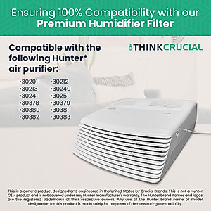 Crucial Air Purifier Filter – Compatible with Hunter® Brand Filter Part # 30931 – Models 30201, 30212, 301213, 30240, 30241, 30251, 30378, 30379, 30380, 30381, 30382, 30383 – Bulk Packs (2 Pack)