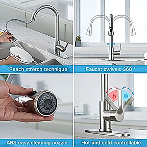 Pull Out Kitchen Faucets Single Handle High Arc,Single Level Stainless Steel Kitchen Sink Faucets with Pull Down Sprayer (Brushed Nickel)