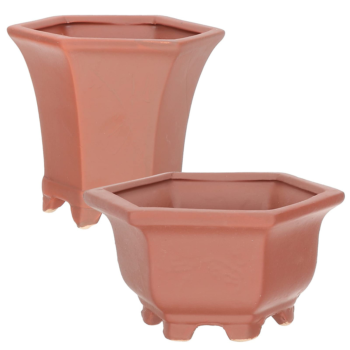 YARNOW Terra Cotta Pots 4pcs Planting Plant Office Pottery Desk Terracotta Flower Small Drainage Favor Ceramic Plants Bonsai Pots Wedding Flowerpot Clay Indoor Planters Hexagon Chinese Orchid Pots