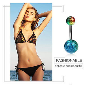 ONESING 40 Pcs 14G Belly Button Rings Belly Rings for Women Belly Piercing Jewelry Belly Barbells Navel Rings Body Piercing Jewelry Stainless Steel Jewelry Silver Ring Body Bar