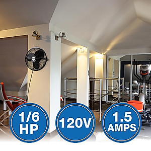 Air King 9318 Industrial Grade High Velocity Multi Mount Fan, 18-Inch,Black