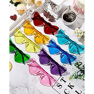 JDHXBMW 8 Pairs Heart Shaped Frameless Glasses Trendy Transparent Candy Color Eyewear for Party Favor