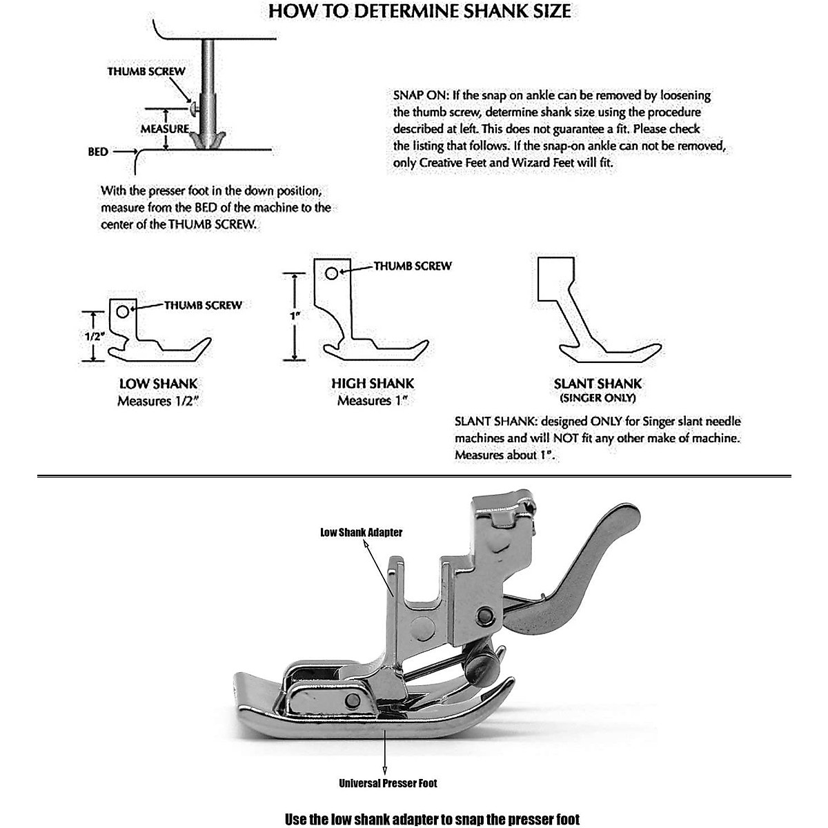 2PCS Clear View 1/4" (Quarter Inch) Sewing Machine Quilting Presser Foot Fits Most Low Shank Snap-On Singer, Brother, Babylock, Euro-Pro, Janome, Kenmore, White, Juki, New Home and More
