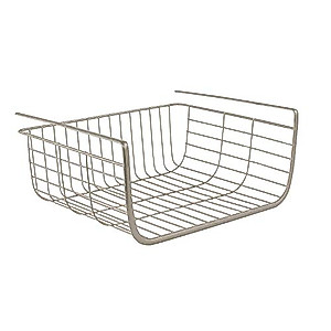 Spectrum Diversified Ashley Small Storage Shelf, Kitchen Cabinet & Pantry Organization & Storage, Bathroom Cabinet Basket, Satin Nickel PC