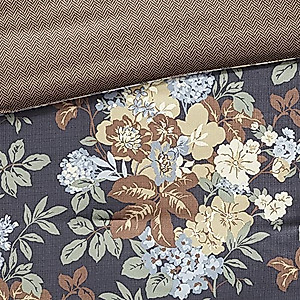 Madison Park Amelie Comforter Set - Feminine Design Colorful Floral Print, All Season Down Alternative Bedding Layer and Matching Shams, Full/Queen, Black 4 Piece