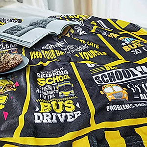 Sulpoie Bus Driver Gifts for Women Men, School Bus Driver Gifts Blanket 50"X60", Bus Driver Appreciation Gifts, Birthday Gifts for Bus Driver, Thank You for School Bus Driver Throw Blanket