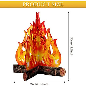 Boao 12 Set 3D Decorative Cardboard Campfire Centerpiece Artificial Fire Fake Flame Paper Party Decorative Flame Torch (Gold Orange)