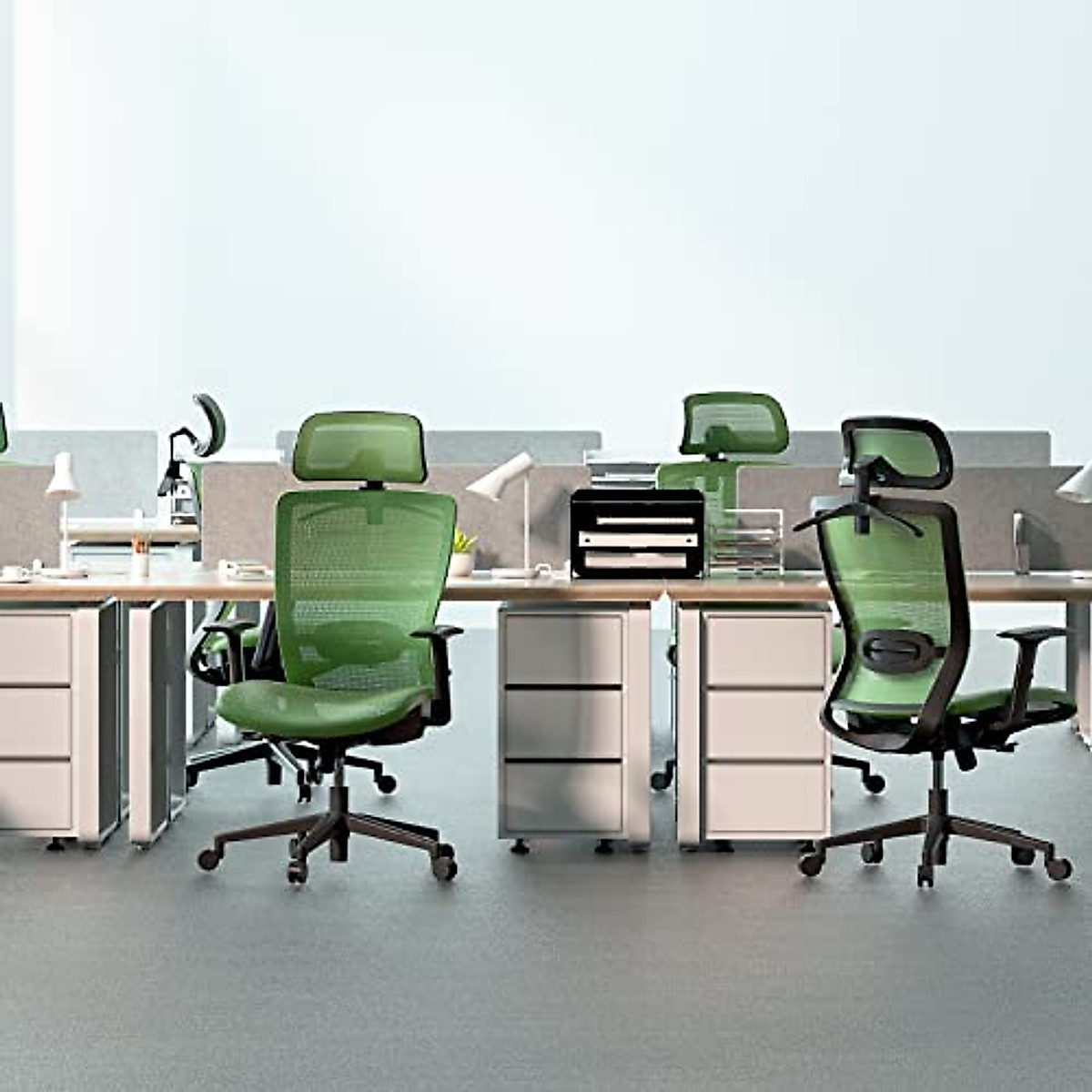 FLEXISPOT Office Chair Home Office Desk Chairs with Wheels Computer Chair with Lumbar Support Swivel Headrest Green