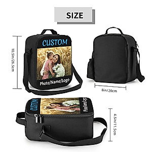 Customizable Upgrade Lunch Tote Box Personalized Your Name or Picture Insulated Cooler Lunch Bag custom Reusable Picnic Bag Tote with Adjustable Shoulder Strap and 3-Deck Protection