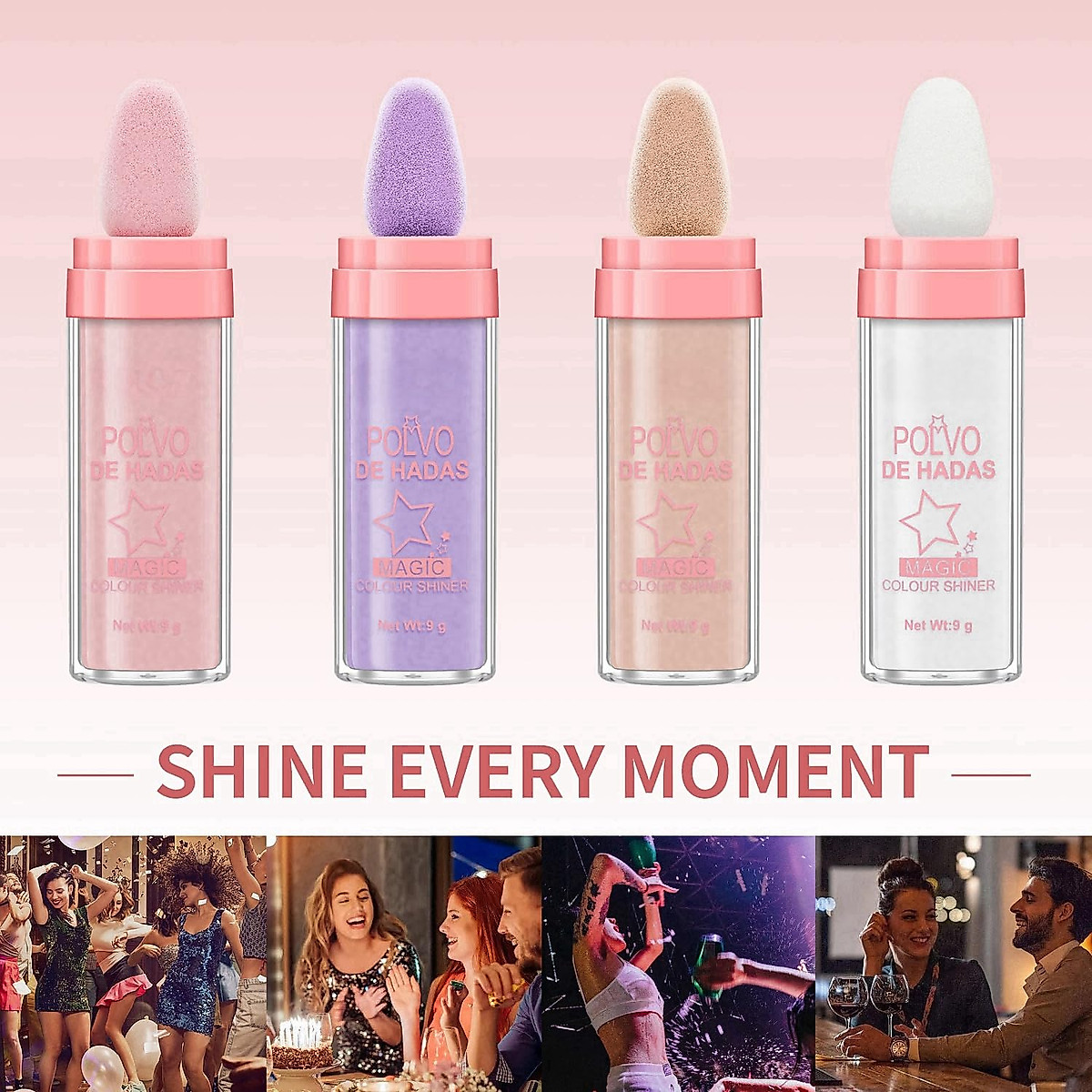 URQT Fairy Dust Highlighting Powder - Full Body Pearlescent Glitter for Face and Eyes, Sparkling Halloween Body Glitter (#01 White Moonbeam)