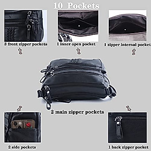 ELDA 10 Pockets Crossbody Purse for Women Medium Pocketbooks Ladies Soft PU Leather Shoulder Bag Ladies Top Handle Satchel