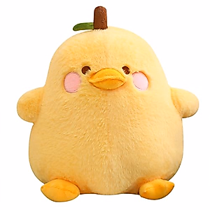 PEACH CAT Cute Fruit Pear Duck Plush Pillow Duck Stuffed Animal Toy for Kids Yellow 8"