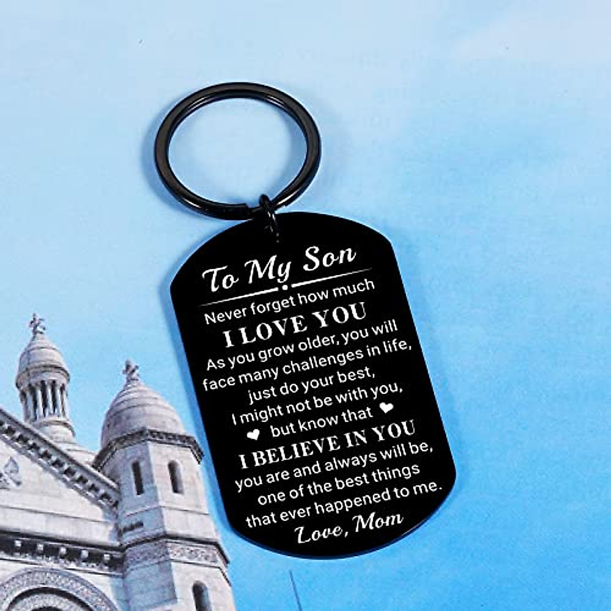 Valentines Gift for Son from Mom Teen Boys Gifts for 16th 18th Birthday Christmas Stocking Stuffers Graduation Gifts for Him Inspirational Keychain for Men